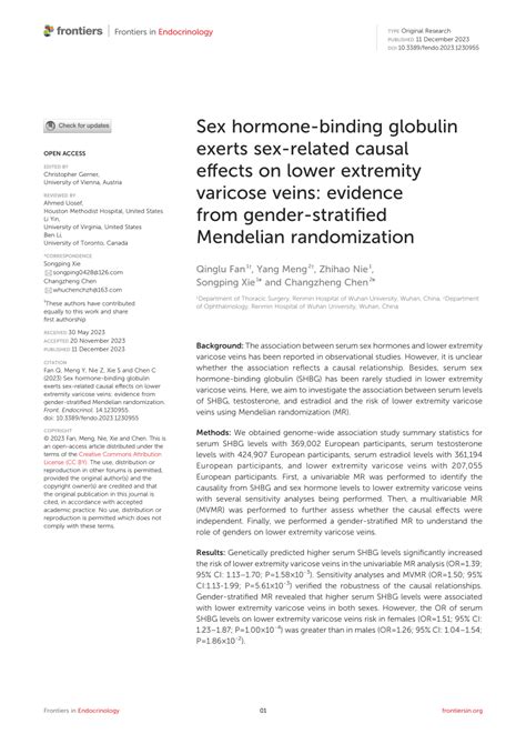 Pdf Sex Hormone Binding Globulin Exerts Sex Related Causal Effects On