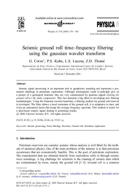 Pdf Seismic Ground Roll Timefrequency Filtering Using The Gaussian