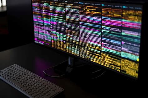 Premium Ai Image Programming And Coding Concept Computer Screen With Program Code On Dark