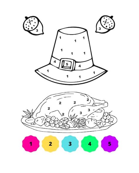 추수 감사절 색칠 공부 번호 추수 감사절 프리미엄 벡터