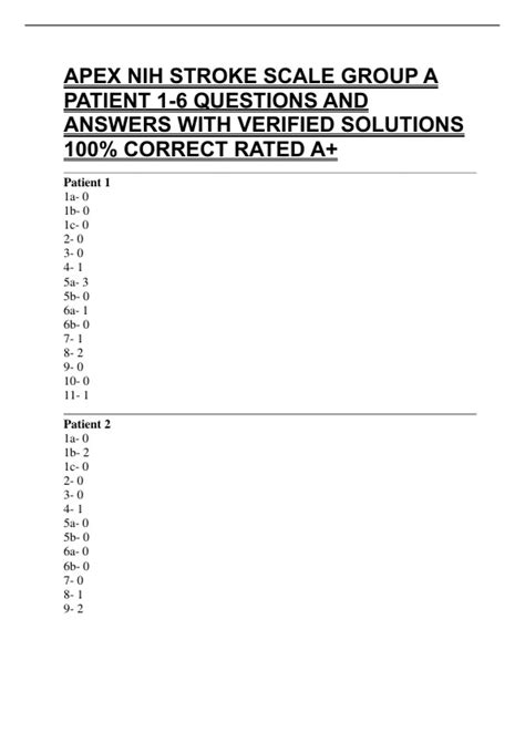 Apex Nih Stroke Scale Bundled Exam Questions And Answers {2025} Already