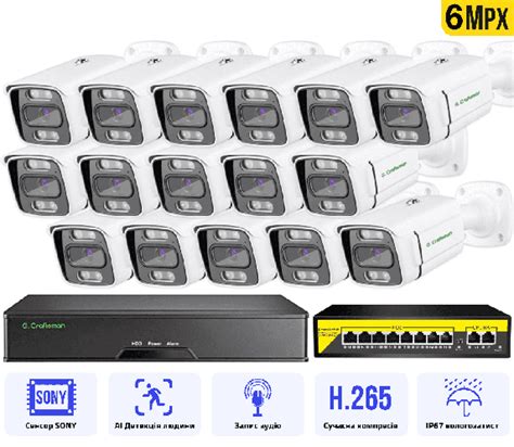 6MP POE Комплект видеонаблюдения на 16 IP камер G.Craftsman (ID ...