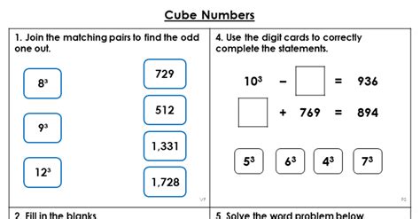 year 5 cube numbers lesson classroom secrets classroom secrets