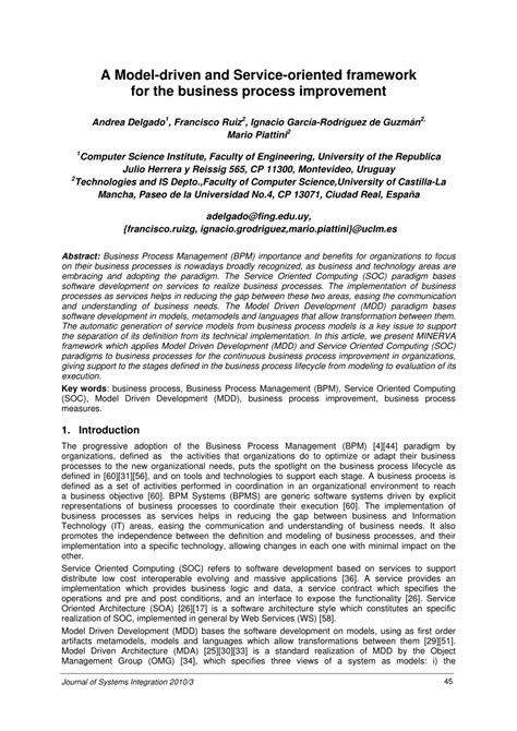 Pdf A Model Driven And Service Oriented Framework For The Business Process Improvement
