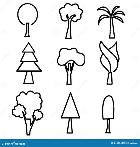 Tree Line Icon Naturally Beautiful Symbol Wooden Trunk And Outline Branches For Map Forest