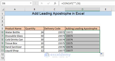 how to add leading apostrophe in excel 4 ways exceldemy
