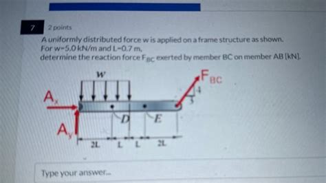 solved 2 points a uniformly distributed force w is applied