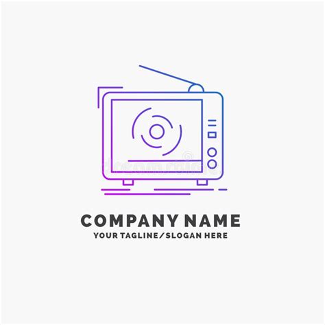 Tv Ad Advertising Television Set Purple Business Logo Template Place For Tagline Stock