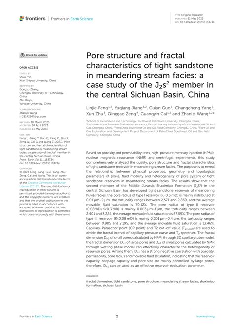 Pdf Pore Structure And Fractal Characteristics Of Tight Sandstone In Meandering Stream Facies