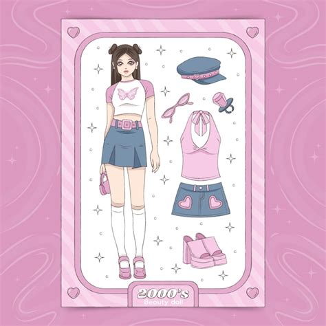 Free Vector Hand Drawn Y2k Girl Illustration