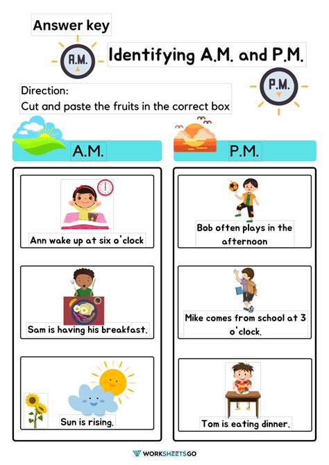 A M And P M Worksheets A M Or P M Worksheet