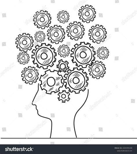 Brain Engineering Icons Vector Illustration Black Stock Vector Royalty