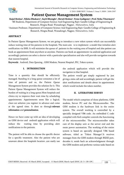 Pdf Patient Queue Management System Paper