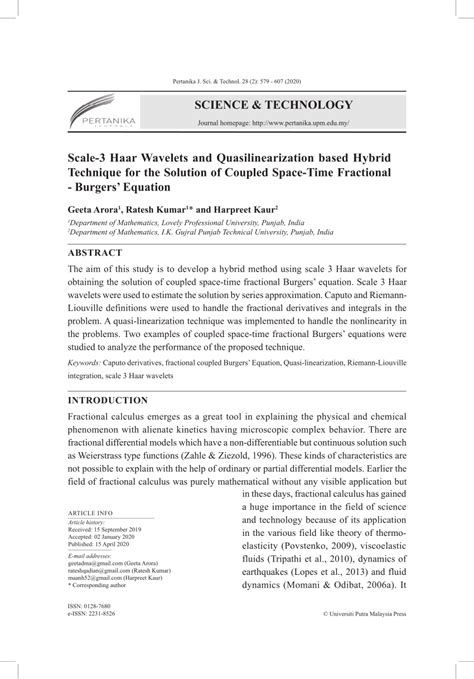 Pdf Scale 3 Haar Wavelets And Quasilinearization Based Hybrid