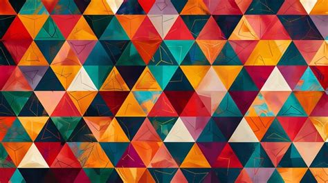 Abstract Geometric Pattern Of Colorful Triangles Premium Ai Generated Image
