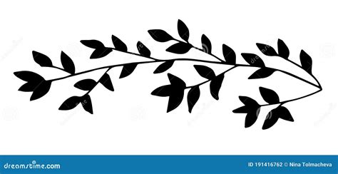 Tree Branch Black Silhouette Vector Art On White Stock Vector Illustration Of Plant