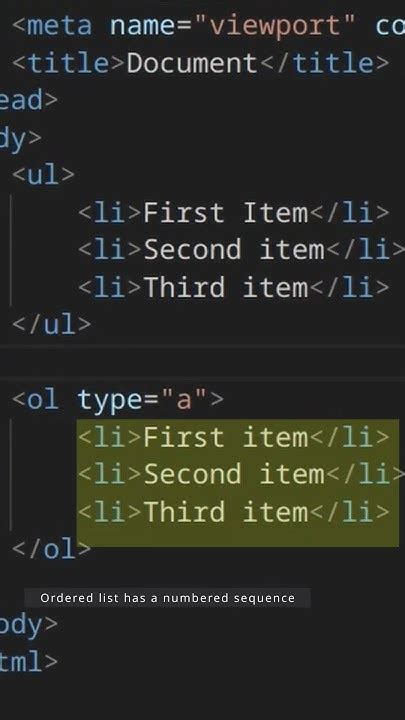 Html 12b Ordered List Html Html5 Html5tutorial Html5course Youtube