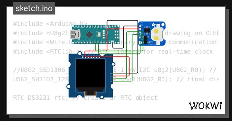 Anolog Clock Sh1107 Wokwi ESP32 STM32 Arduino Simulator