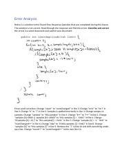 ErrorAnalysis Assignment Docx Error Analysis Below Is A Solution To The Sound Free Response