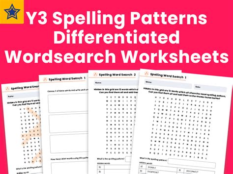Year 3 Spelling Patterns Differentiated Wordsearch Worksheets