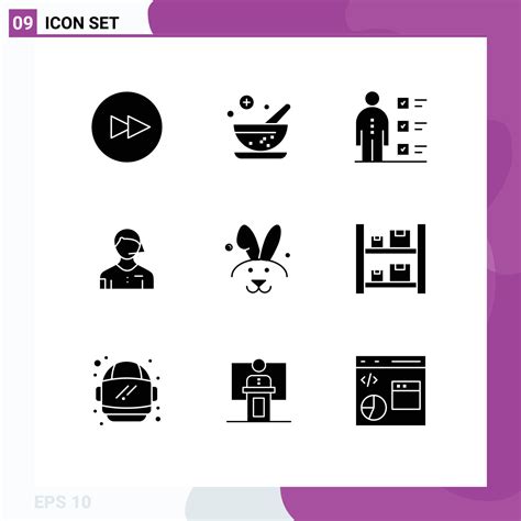 Solid Glyph Pack Of 9 Universal Symbols Of Easter Referee Employee Linesman Football Editable