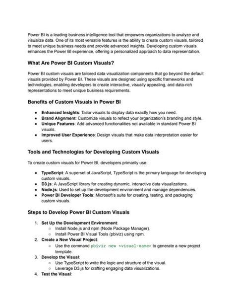 Power Bi Custom Visuals Development Create Stunning Data Visuals Pdf