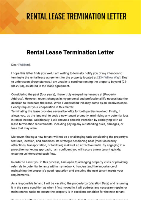Rental Lease Termination Letter Template Edit Online And Download