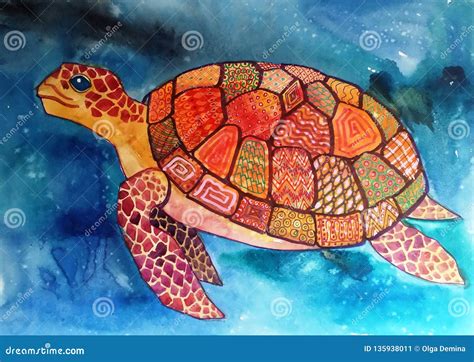 Turtle With Geometric Patterns Stock Image Image Of Looks Looking