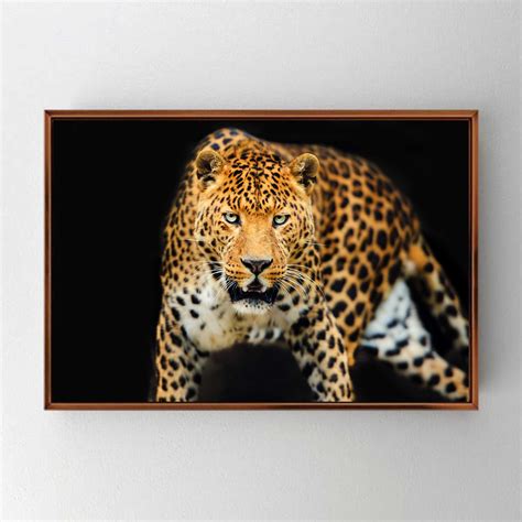 Leopard Print On Canvas Floating Frame Option Modern Wall Etsy