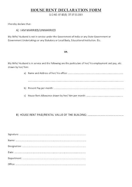 House Rent Allowance Declaration Pdf Of Hra Declaration