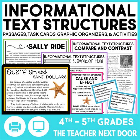 Informational Text Structures For 4th And 5th Grades Print And Digital