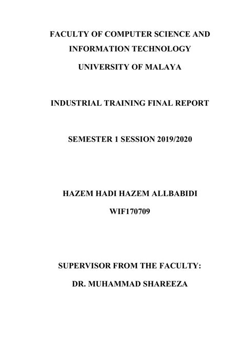 Internship Report Sample Malaysia Kadenldtownsend
