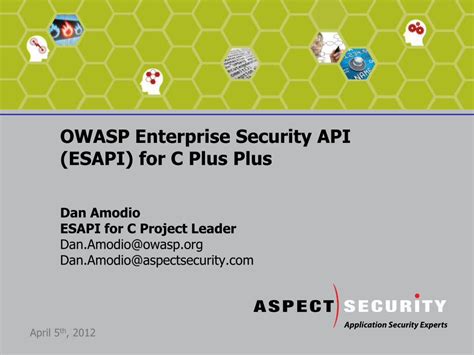 PDF OWASP Enterprise Security API ESAPI For C Plus Plus OWASP Enterprise Security API