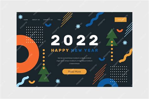 평면 새 해 방문 페이지 템플릿 무료 벡터