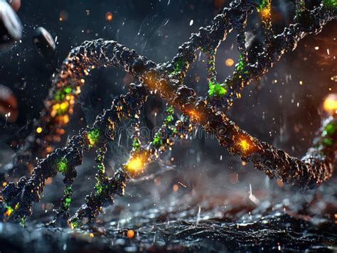 Artistic Depiction Of Rna Transcription Process Highlighting Synthesis From Dna Stock