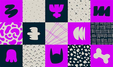 정사각형 추상 기하학적 구성 세트 손으로 그린 장난기 순진한 기하학적 특이한 모양과 질감 마티스 스타일의 미니멀한 기괴한 콜라주