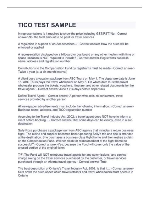 Tico Test Sample With Complete Solutions Tico Stuvia Us