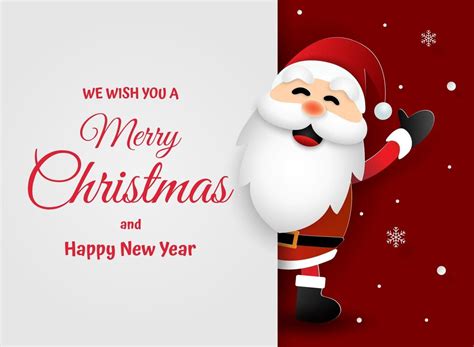 Christmas Card With Santa Claus Merry Christmas And Happy New Year