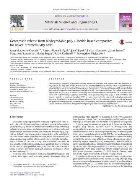 Pdf Gentamicin Release From Biodegradable Poly L Lactide Based Composites For Novel