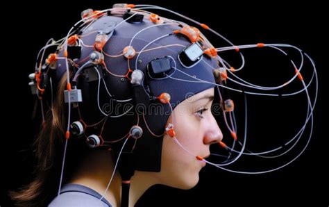 Girl Wearing A Brain Computer Interface Bci For Neurotechnology And