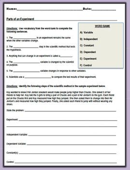 Scientific Method Workbook Hypothesis Variables Experimental Design
