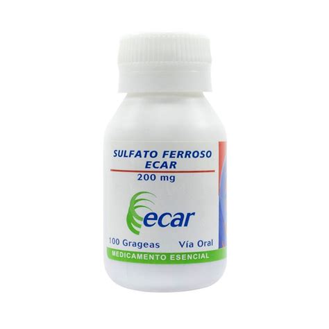 Sulfato Ferroso Ecar Grageas 200 Mg Farmacia Pasteur Farmacias Pasteur