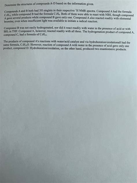 Solved Determine The Structures Of Compounds A D Based On Chegg