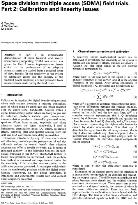 Pdf Space Division Multiple Access Sdma Field Trials Part 2 Calibration And Linearity Issues