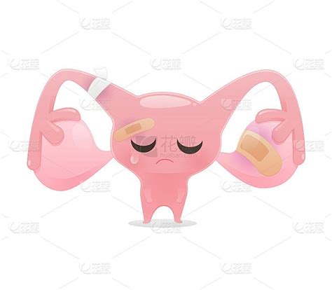 子宫卡通在绿色衬衫哭因为受伤。虚弱的体格。矢量平面人物插图设计素材 花瓣网