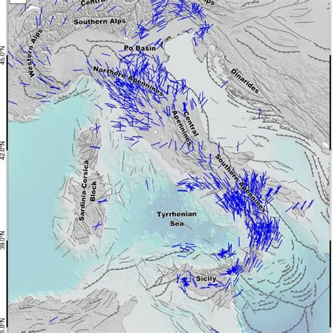 Simplified Tectonic Map Of Italy And Surrounding Areas Main Tectonic