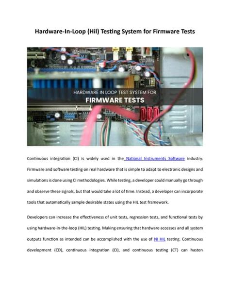 Hardware In Loop Hil Testing Syste For Firmware Testsppt Web