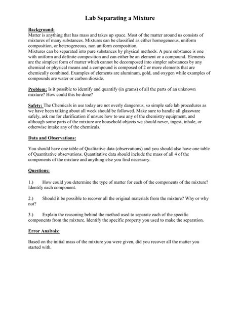 Separating A Mixture