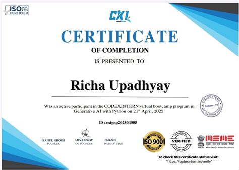 generativeai python ai codexintern learning richa upadhyay