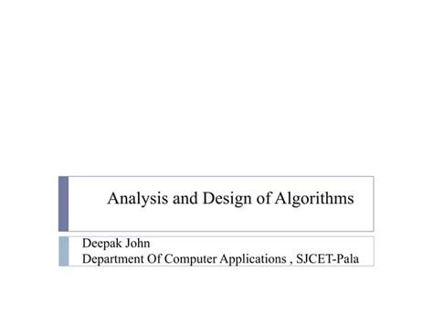 Design And Analysis Of Algorithms Ppt